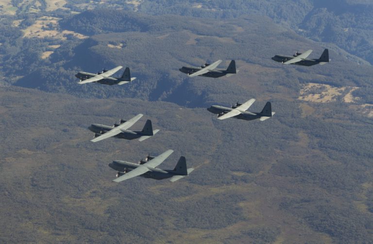 C-130H Hercules Formation Flight over Sydney - Second Line of Defense