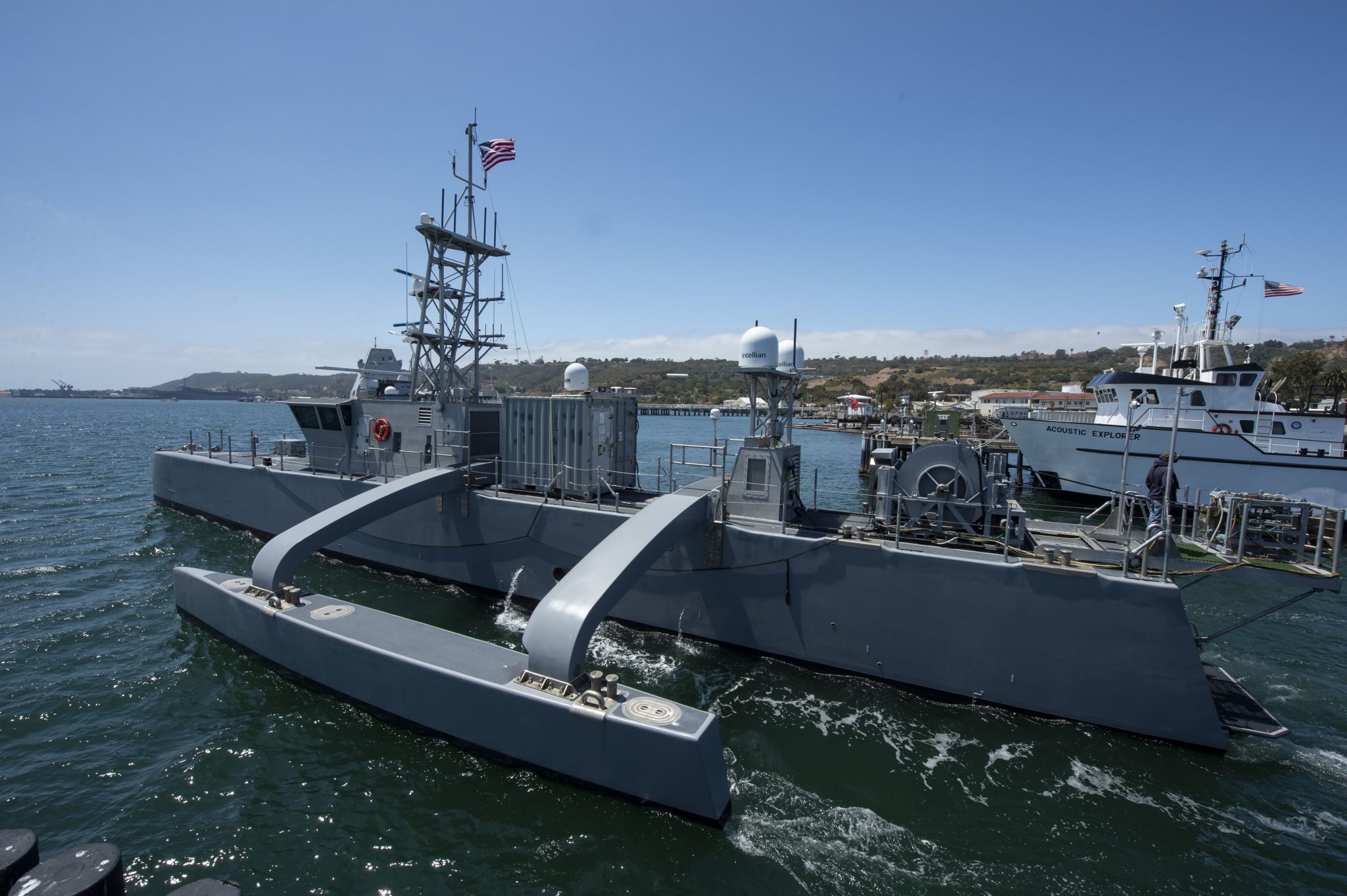 Seahawk medium displacement unmanned surface vessel launch during UxS ...